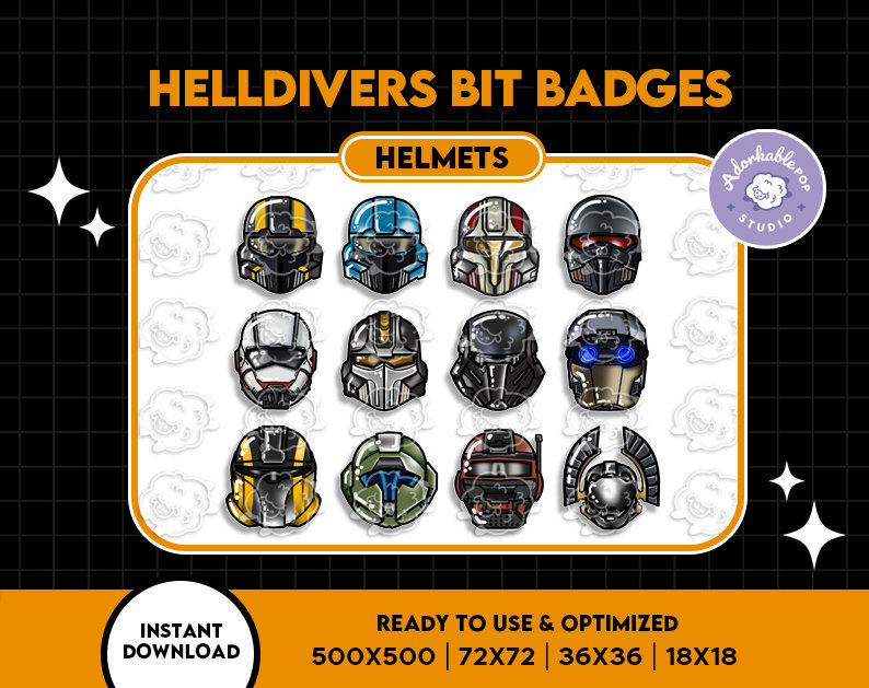 Helldivers 2 Helmet Twitch Badges / Helldivers Emote / Twitch Cheer ...