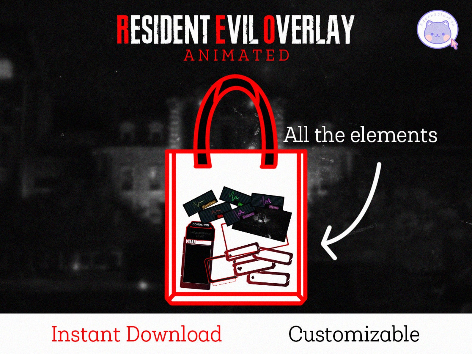 Resident Evil Stream Overlay Animated Set for Twitch / Border / Webcam ...