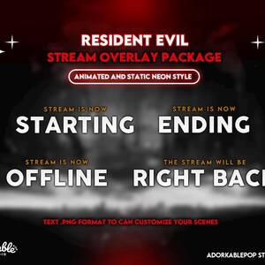 Resident Evil Overlay Stream Package Neon Style | 4 Animated and 4 ...