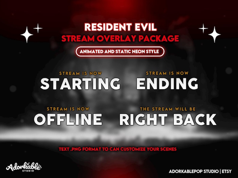 Resident Evil Overlay Stream Package Neon Style | 4 Animated and 4 ...