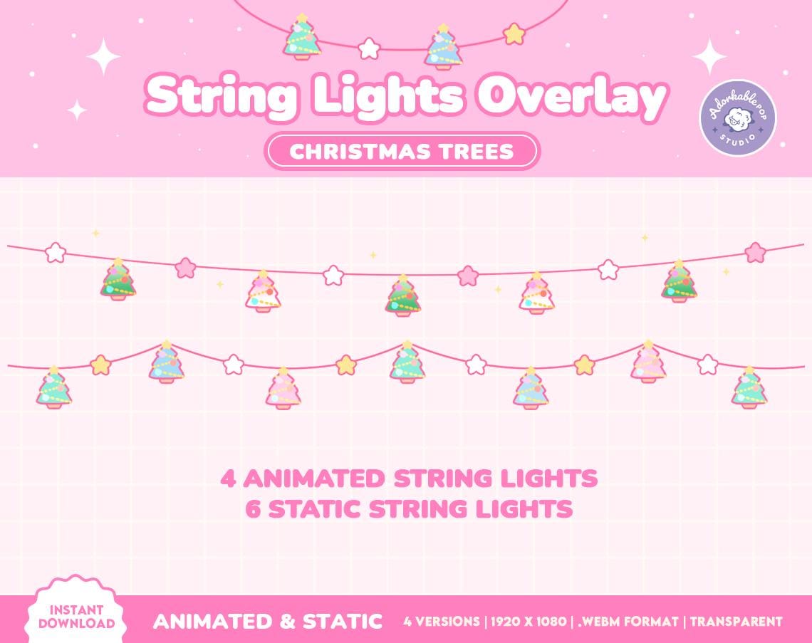 Animated Christmas Trees String Light Overlay | Holiday Twinkle Lights ...