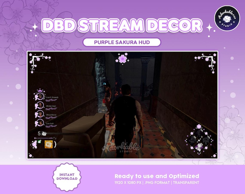 DBD Decor Game Overlay | Purple Sakura | HUD Decoration Dead by ...