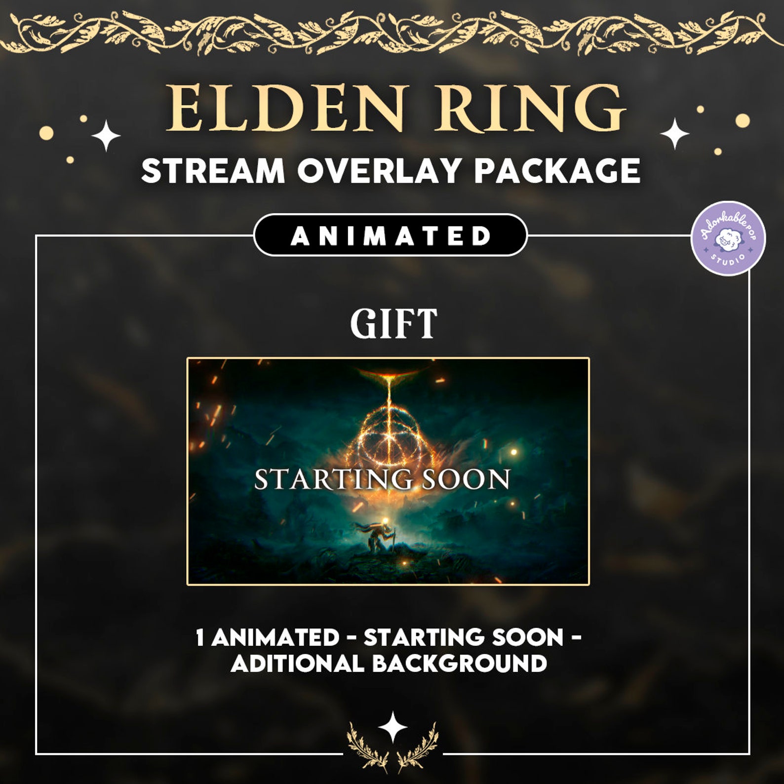 Elden Ring Overlay Animated Stream | 4 Animated Scenes + 1 Gift ...