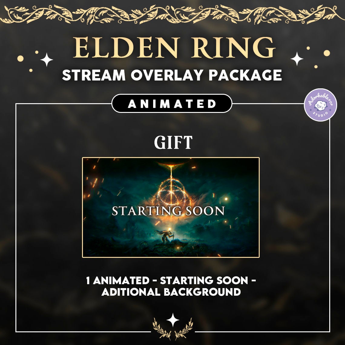Elden Ring Overlay Animated Stream | 4 Animated Scenes + 1 Gift | Webcam | Chat | Label Bars ...
