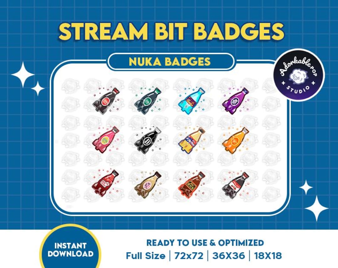 Nuka Twitch Badges | Nuka Bottle Badges Pack | Stream Badges | Emote ...