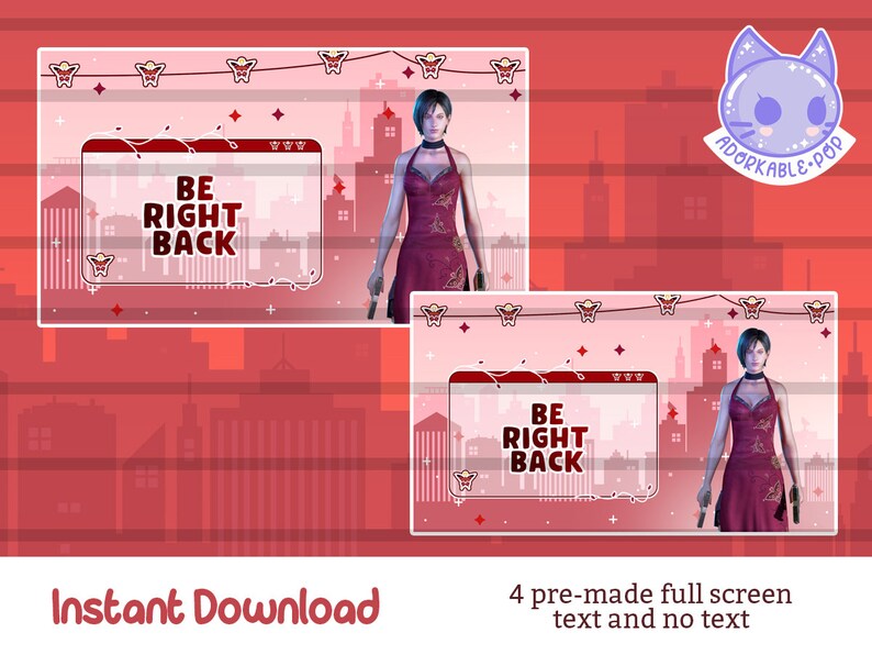 Ada Wong Resident Evil Stream Overlay Set for Twitch / Border / Webcam ...