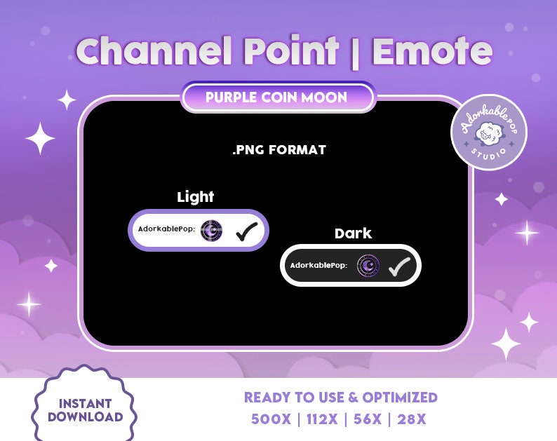 Purple Moon Coin Channel Point | Emote | Badges | Moon Stars Coin ...