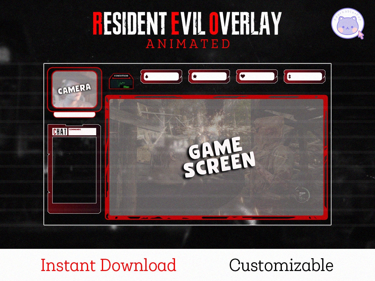 Resident Evil Stream Overlay Animated Set for Twitch / Border / Webcam ...