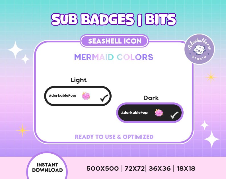 8x Sea Shell Twitch Sub Badges | Bit Badges | Emote | Coin Points ...