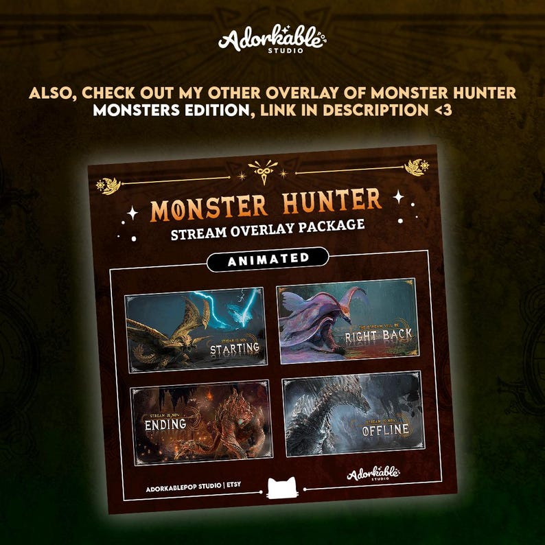 Monster Hunter Wilds Twitch Animated Package | Overlays | 32 Panels | 6 ...