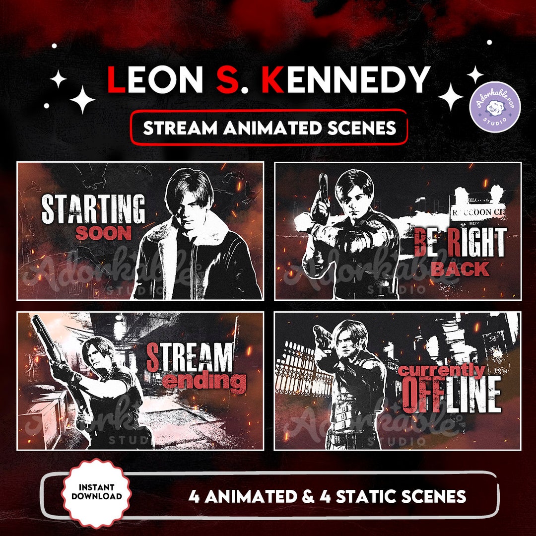 Leon Kennedy Animated and Static Scenes for Stream Overlay | 4 Animated ...