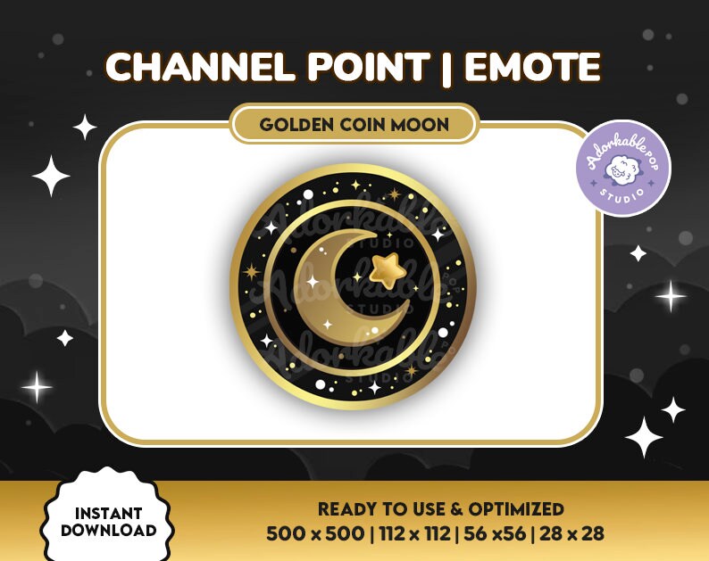 Gold Moon Coin Channel Point | Emote | Badges | Golden Coin | Stream ...