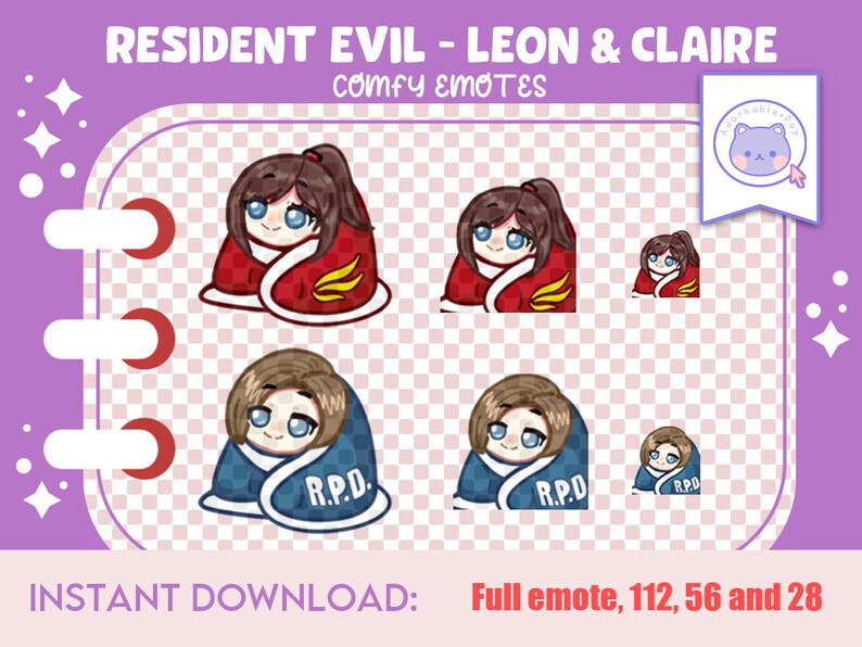 Resident Evil Claire Redfield and Leon S. Kennedy Comfy Emotes - Etsy