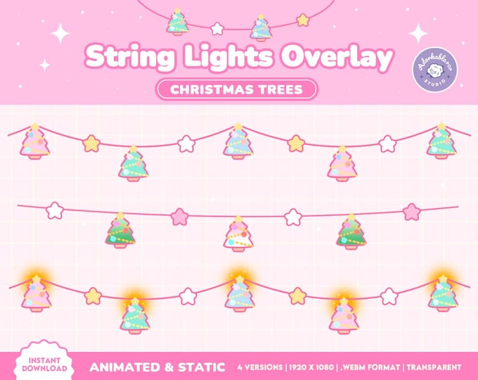Animated Tree String Light Overlay, Twitch, Christmas, Cozy, Holiday ...