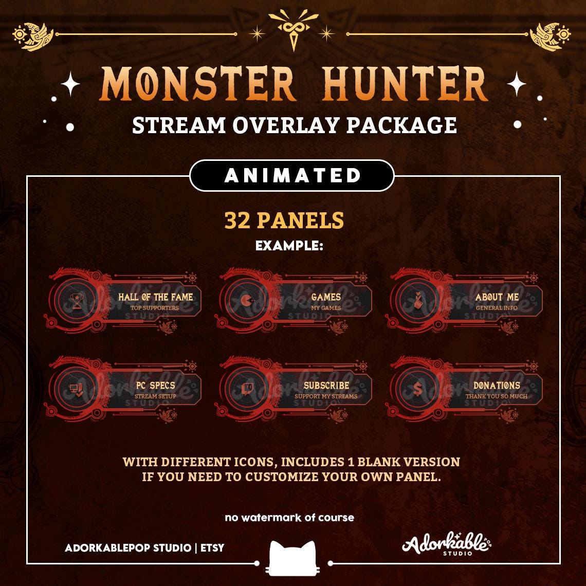 Monster Hunter Wilds Twitch Animated Package | Overlays | 32 Panels | 6 ...