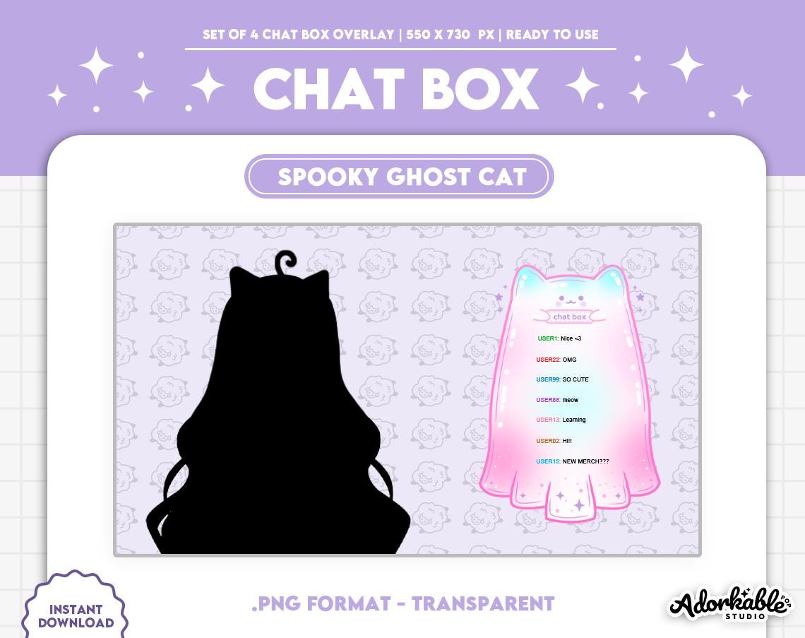 Spooky Ghost Cat Chat Box for Streaming | Holidays | Custom Stream ...