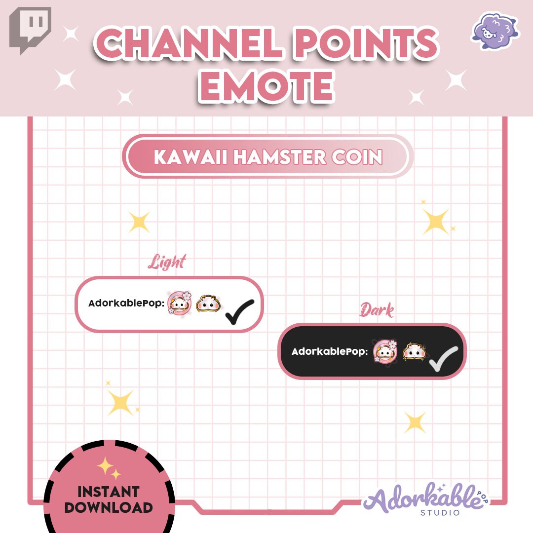 HAMSTER CHANNEL POINT Cute Kawaii Emote Twitch Youtube Discord Streamer ...