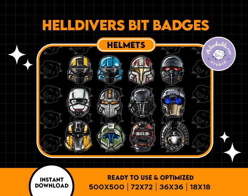 Helldivers 2 Helmet Twitch Badges / Helldivers Emote / Twitch Cheer ...