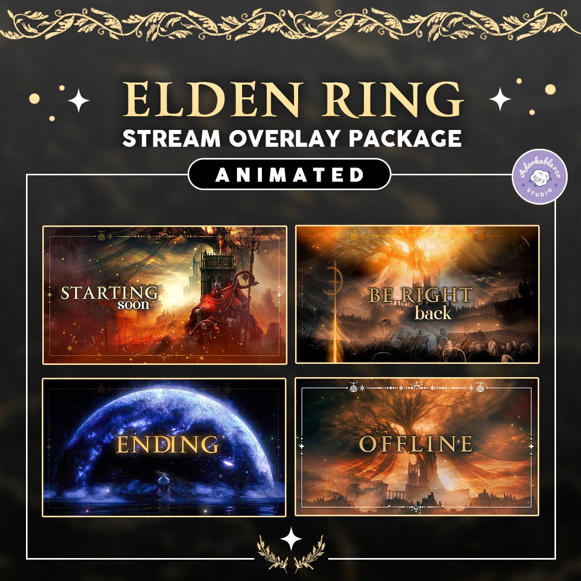 Elden Ring Overlay Animated Stream | 4 Animated Scenes + 1 Gift ...