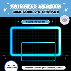 Neon Blue Animated Twitch Border Set | Webcam Frame | Game Border ...