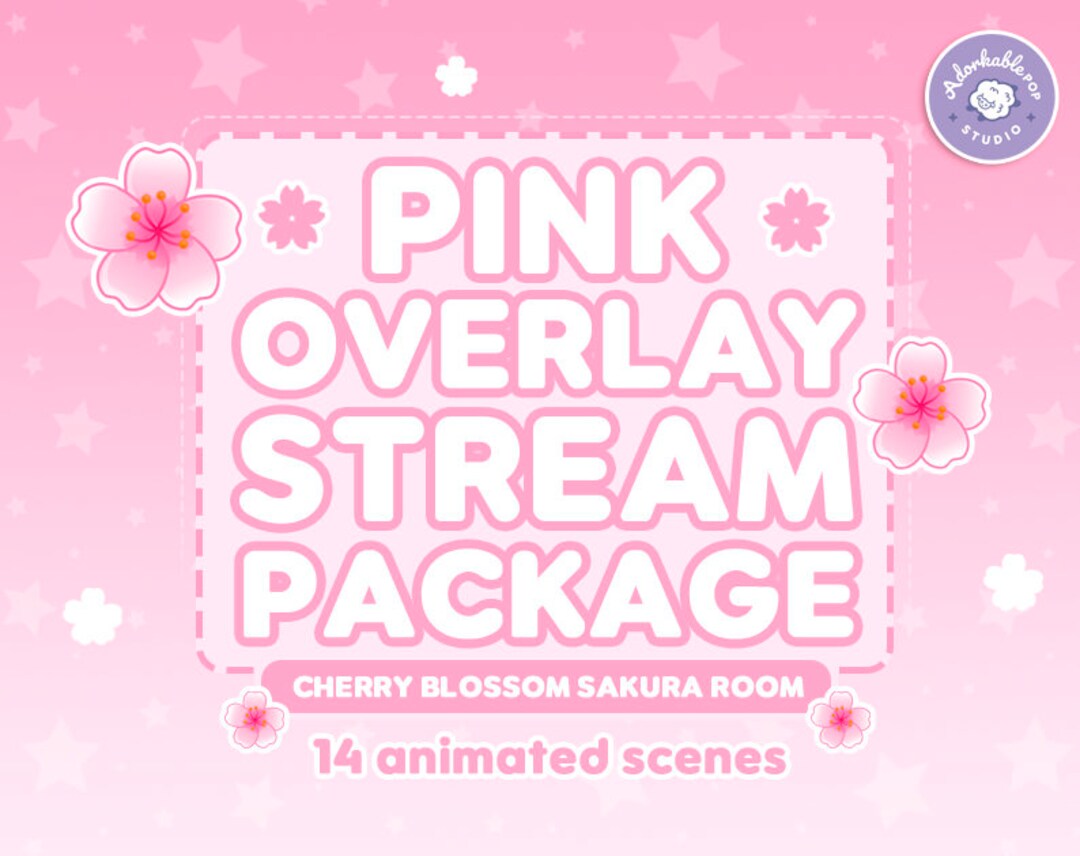 Pink Overlay Stream Super Pack | Sakura Cherry Blossom Room | Twitch ...