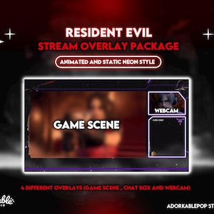 Resident Evil Overlay Stream Package Neon Style | 4 Animated and 4 ...