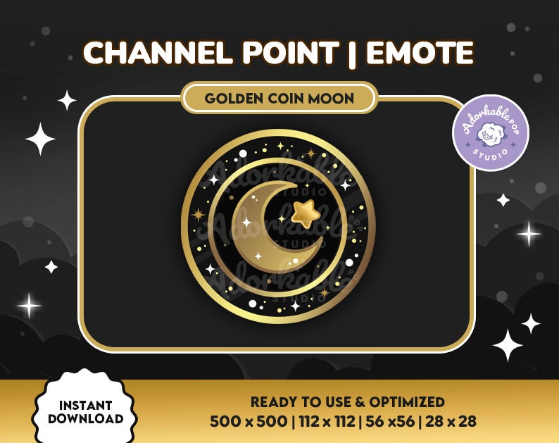 Gold Moon Coin Channel Point | Emote | Badges | Golden Coin | Stream ...