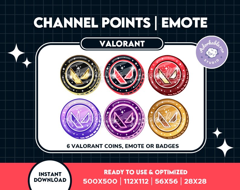 Valorant Coin Channel Points for Stream | Cheer Bit Badges | Bit Badges ...