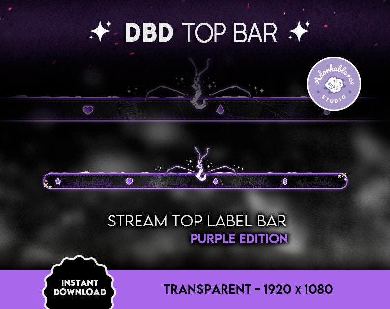 DBD Overlay Top Bar | Purple Edition | Streaming | Twitch | Kick ...