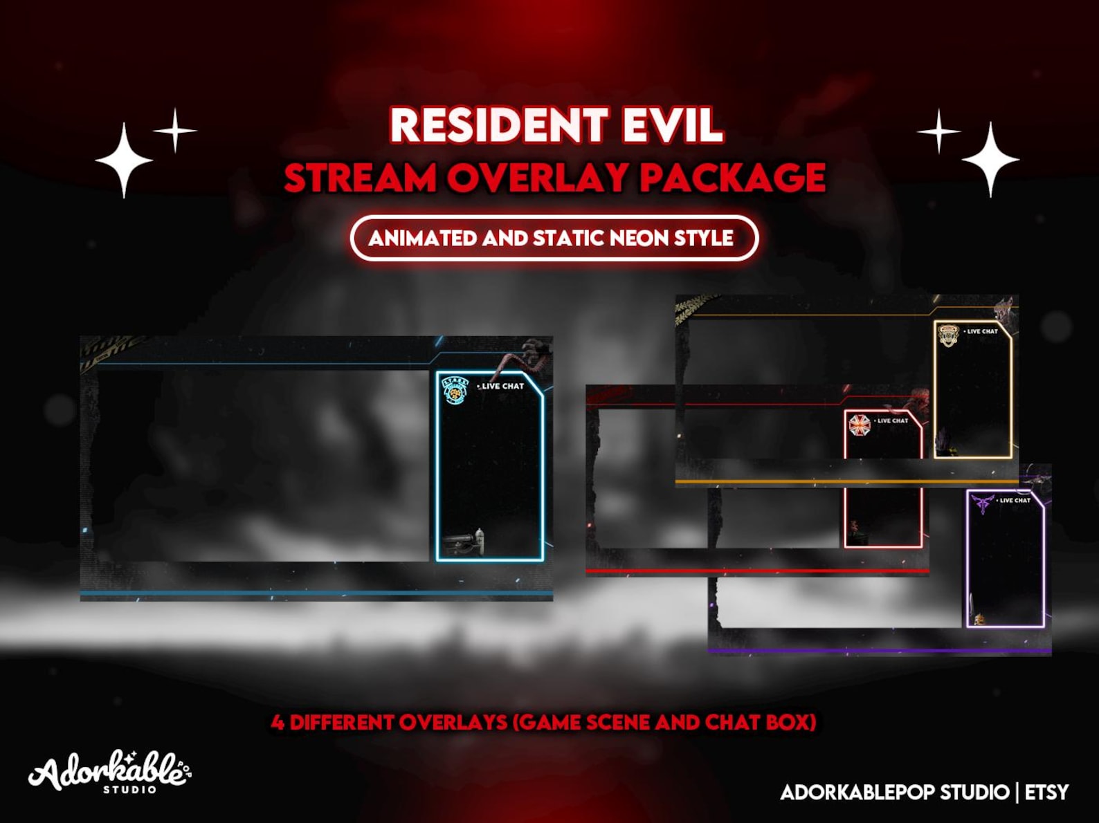 Resident Evil Overlay Stream Package Neon Style | 4 Animated and 4 ...
