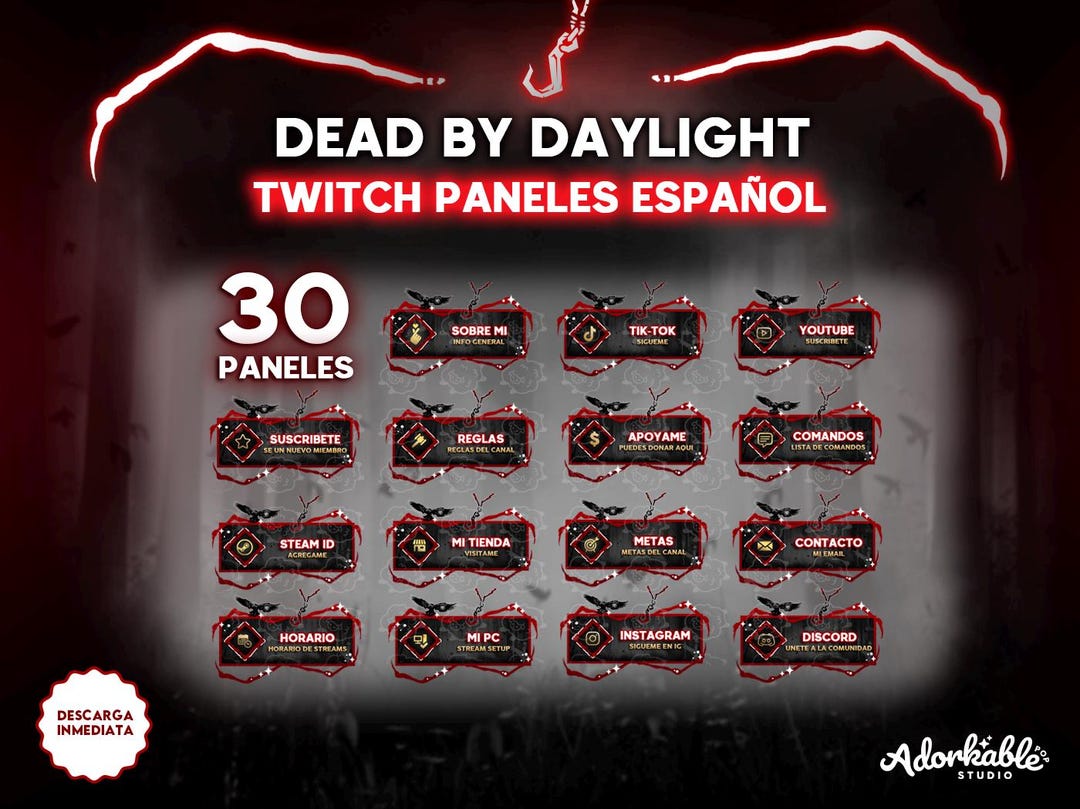 DBD Paneles Para Twitch | 30 Paneles Dead by Daylight En Español | Rojo ...