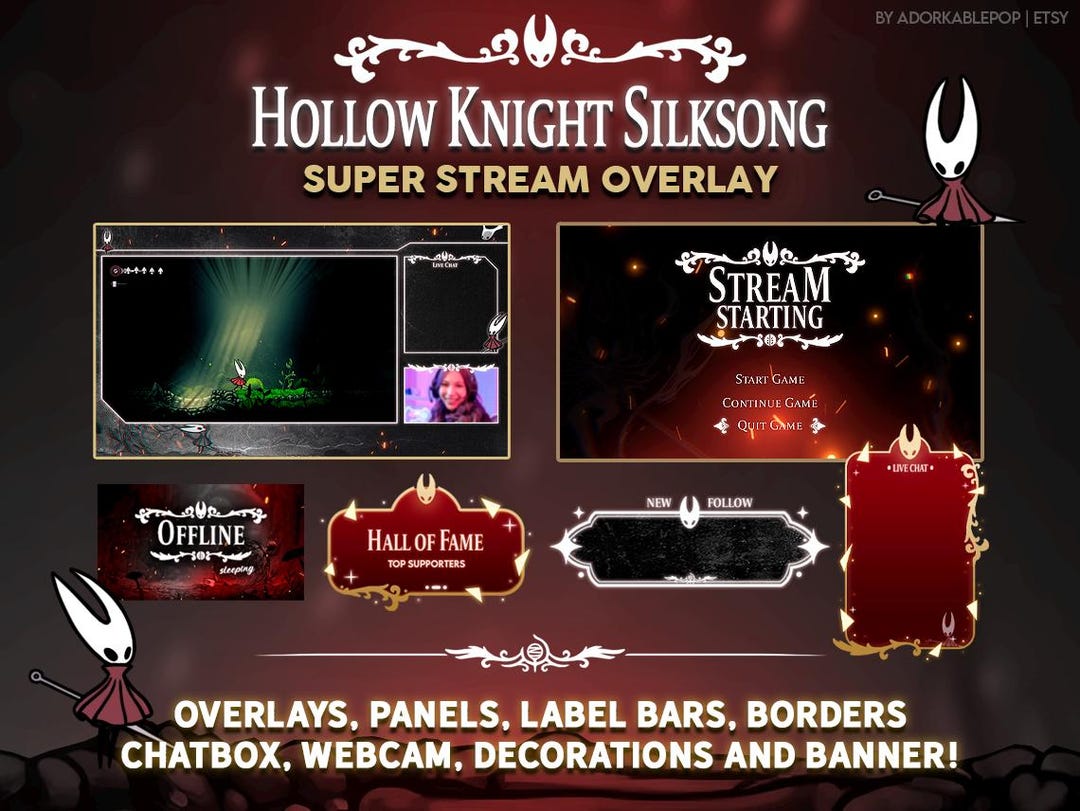 Hollow Knight: Silksong Animated Stream SUPER PACK | Overlay | Chatbox ...