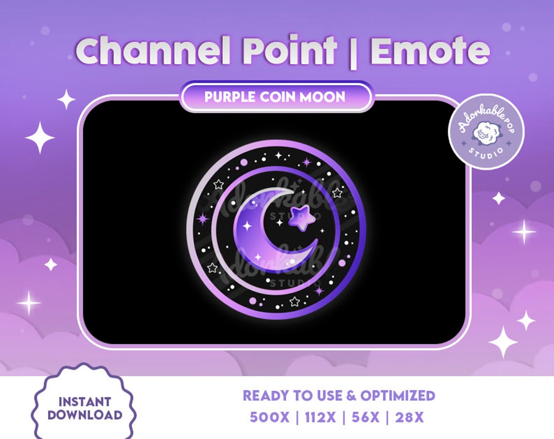 Purple Moon Coin Channel Point | Emote | Badges | Moon Stars Coin ...