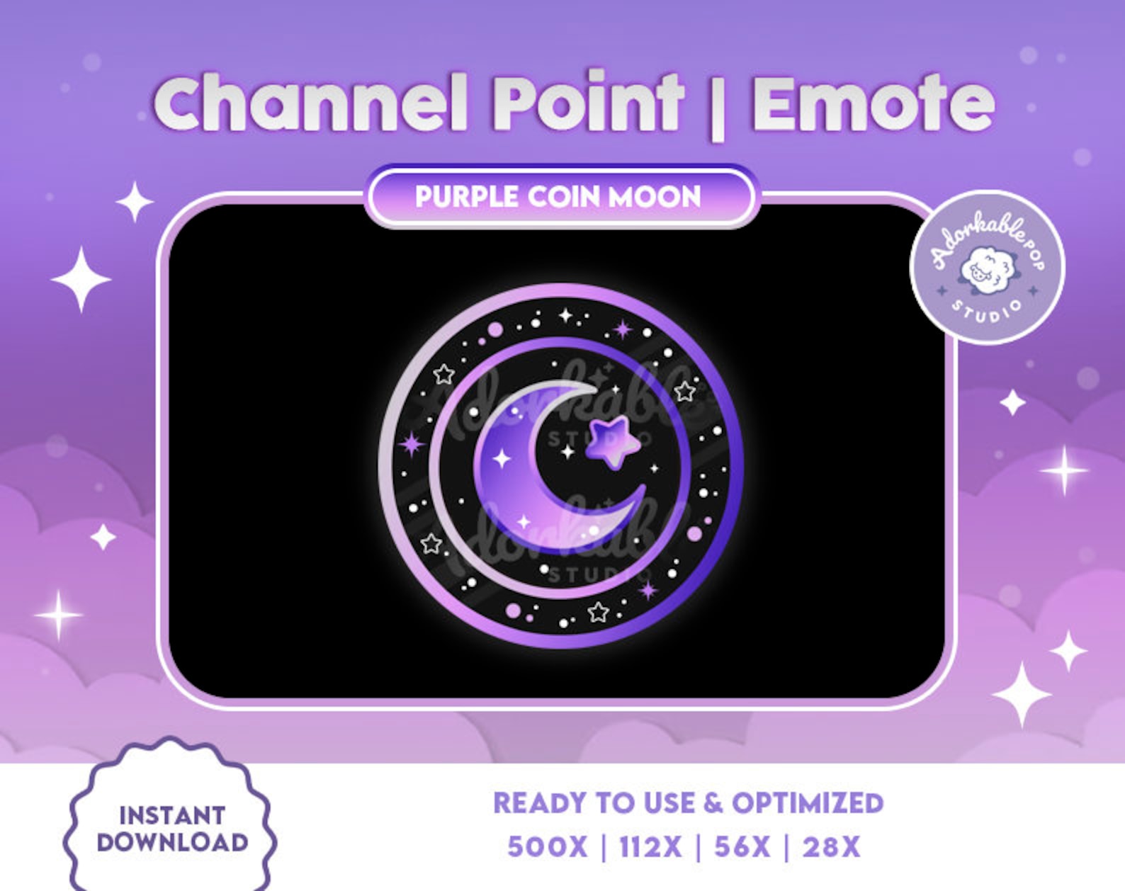 Purple Moon Coin Channel Point | Emote | Badges | Moon Stars Coin ...