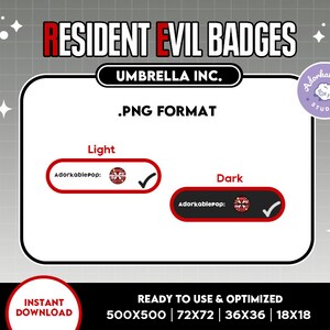 12x Resident Evil Twitch Badges Umbrella Sub Badges | Bit Badges ...