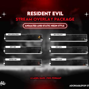 Resident Evil Overlay Stream Package Neon Style | 4 Animated and 4 ...