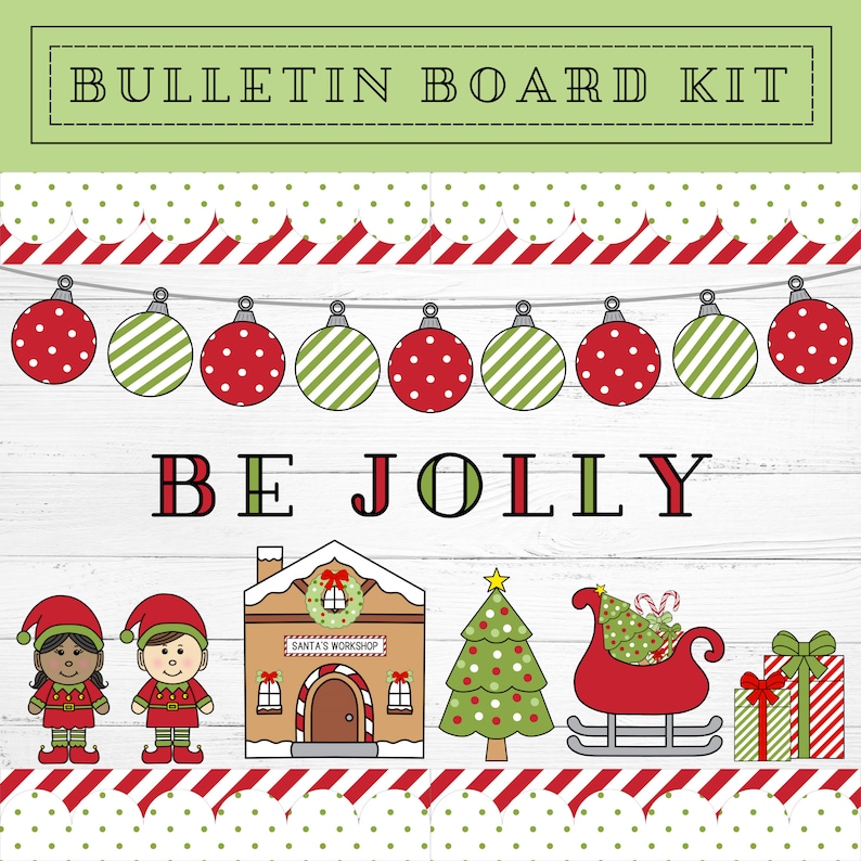 Elf Bulletin Board Kit, Bulletin Board Border, Christmas Bulletin Board ...