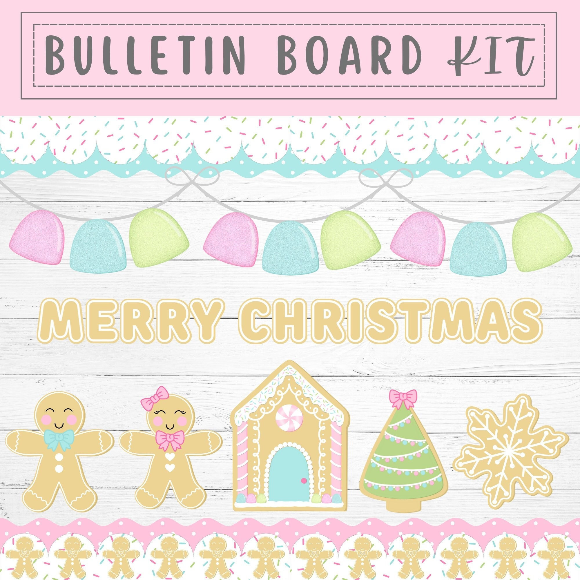 Gingerbread Bulletin Board, Bulletin Board Border, Christmas Bulletin ...