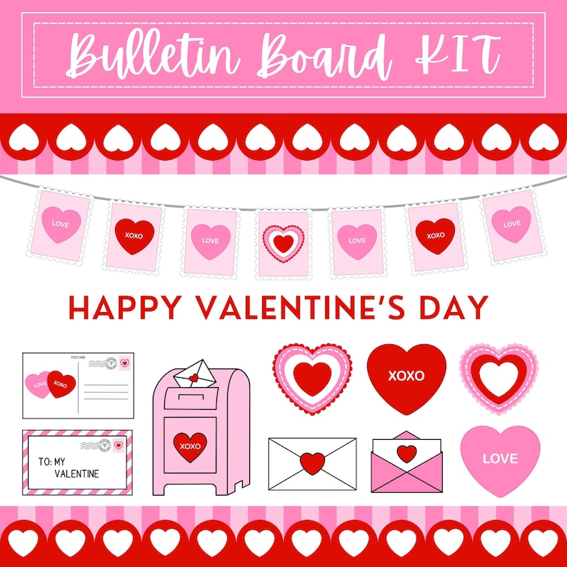 Valentine Letters Bulletin Board Kit, Valentine Decor, Valentine ...