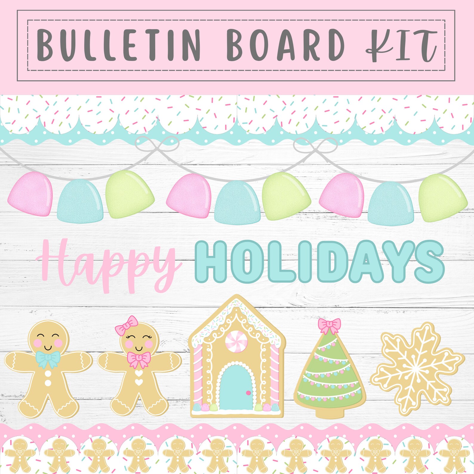 Gingerbread Bulletin Board, Bulletin Board Border, Christmas Bulletin ...