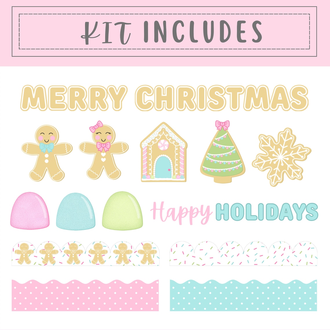 Gingerbread Bulletin Board, Bulletin Board Border, Christmas Bulletin ...