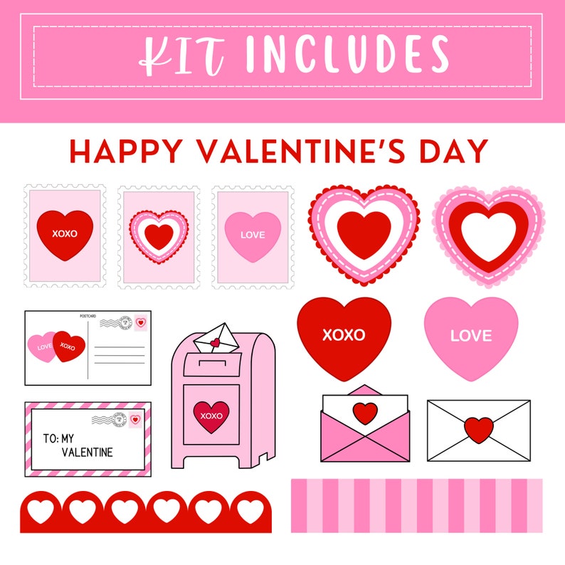Valentine Letters Bulletin Board Kit, Valentine Decor, Valentine ...