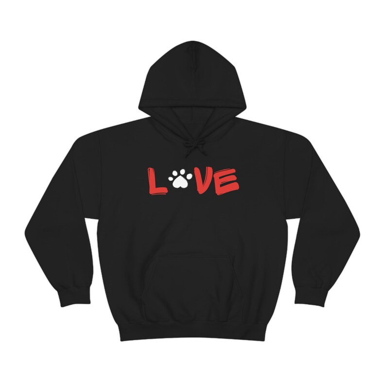 Love Hoodie With Cat Paw Print, Cat Hoodie, Cat Lover Hoodie, Pet Lover ...
