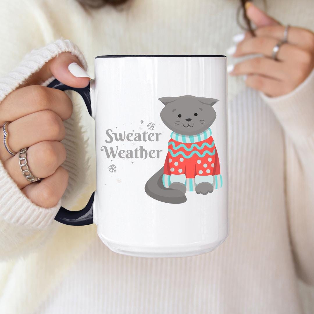 Sweater Weather Cat Mug, Winter Solstice Gift, Coffee Mug - Etsy