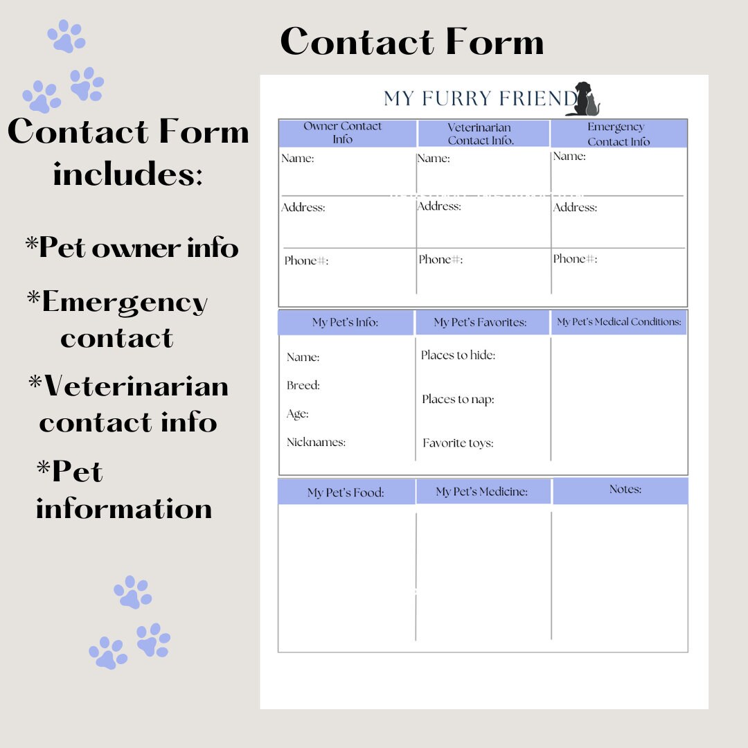 Pet Sitting Printable Checklist Bundle With Bonus Vacation Checklist ...