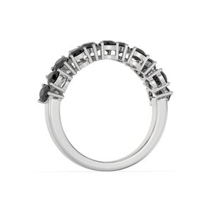 14K Solid Gold Eternity Ring, Black Diamond Ring, Stackable Ring for Women, Black Eternity Ring ...