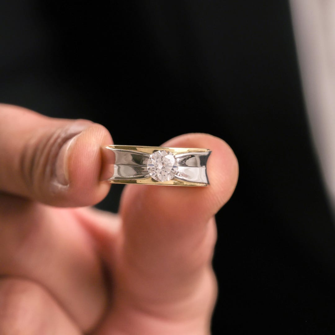 Mens Engagement Ring, Mens Diamond Ring, Mens Signet Ring, Diamond ...