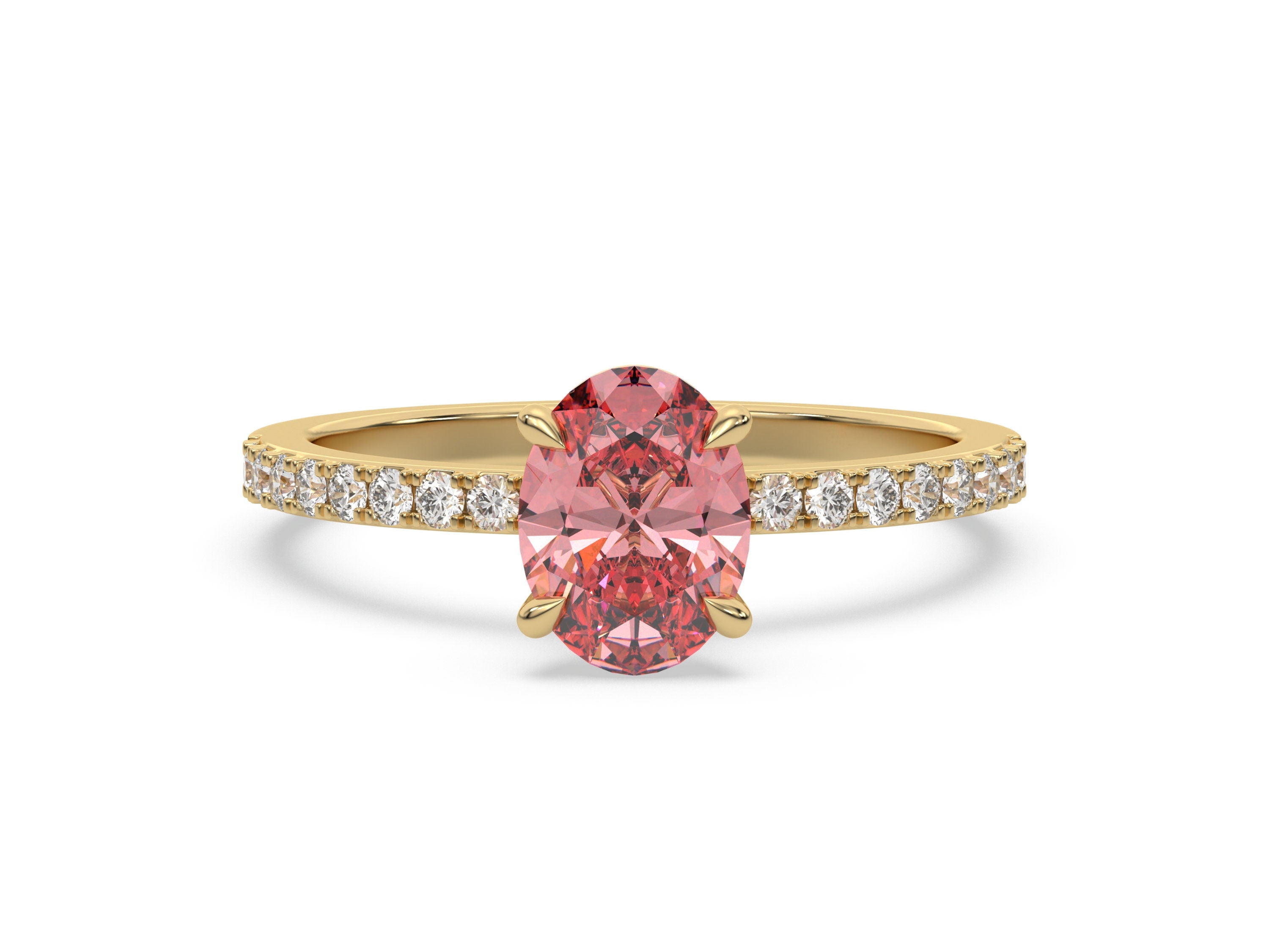 3 CT Pink Diamond Ring Oval Cut Diamond Pave Engagement Ring Oval Diamond Wedding Ring Pink Diamond Jewelry White Gold Ring Etsy