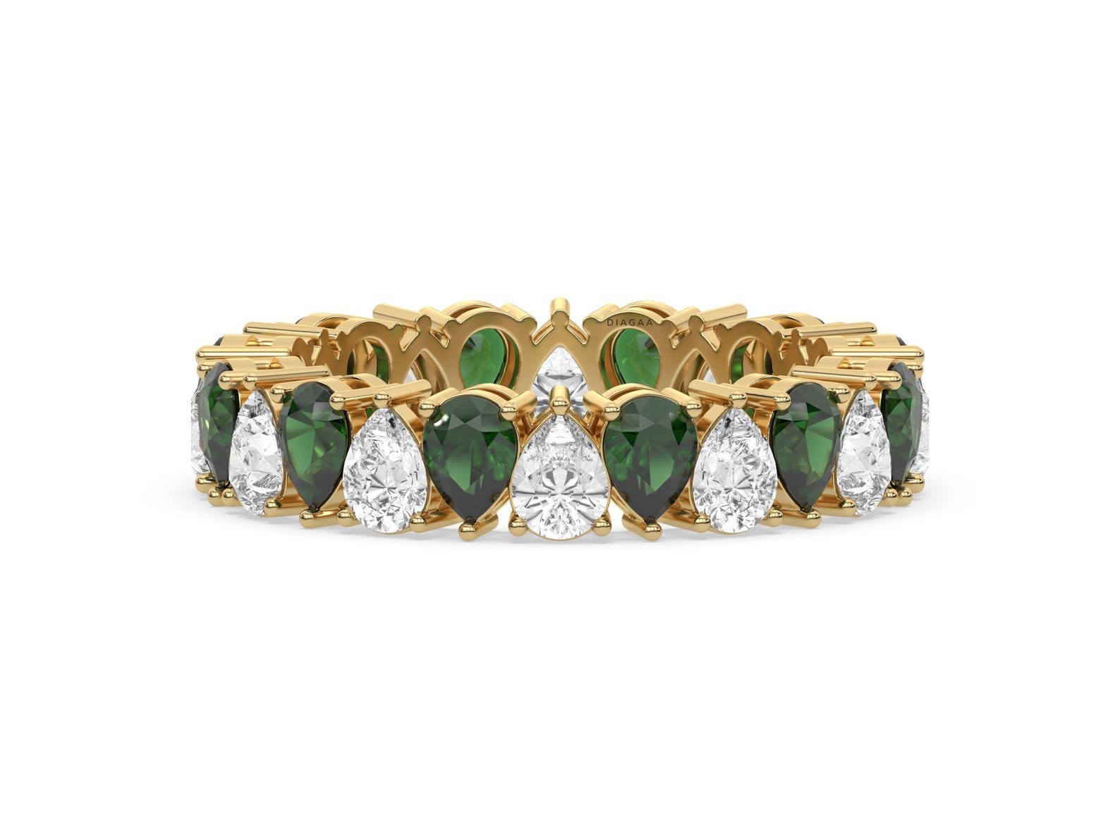 14K Gold Eternity Ring, Emerald Wedding Band Stacking Ring, Infinity ...