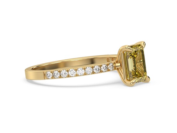 Emerald cut yellow diamond ring store